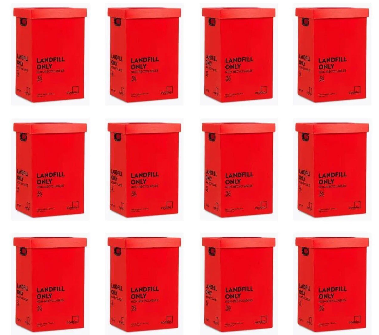 Set of 12 Bins Landfill General Waste Bin 60 Liters ECOBINS Lids ...