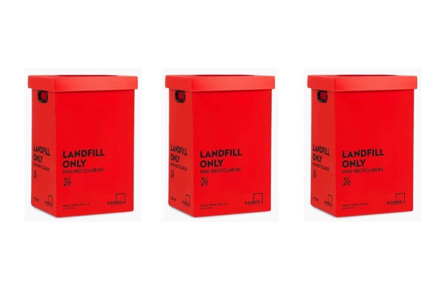 Set of 3 Bins Landfill General Waste Bin 60 Liters ECOBINS +Lids ...